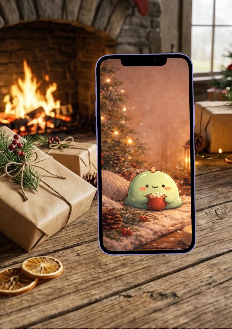 Cozy Christmas Lock Screen Wallpaper | Jelly Christmas Phone Background ...