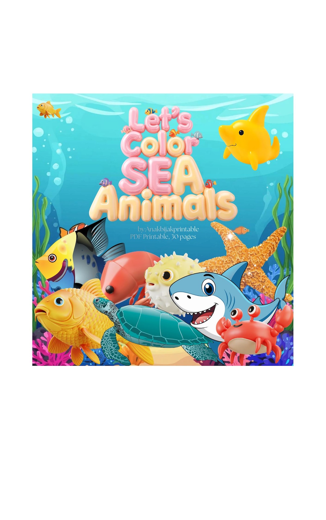 Lets Color Sea Animals | 30 Pages PDF Printable - Etsy
