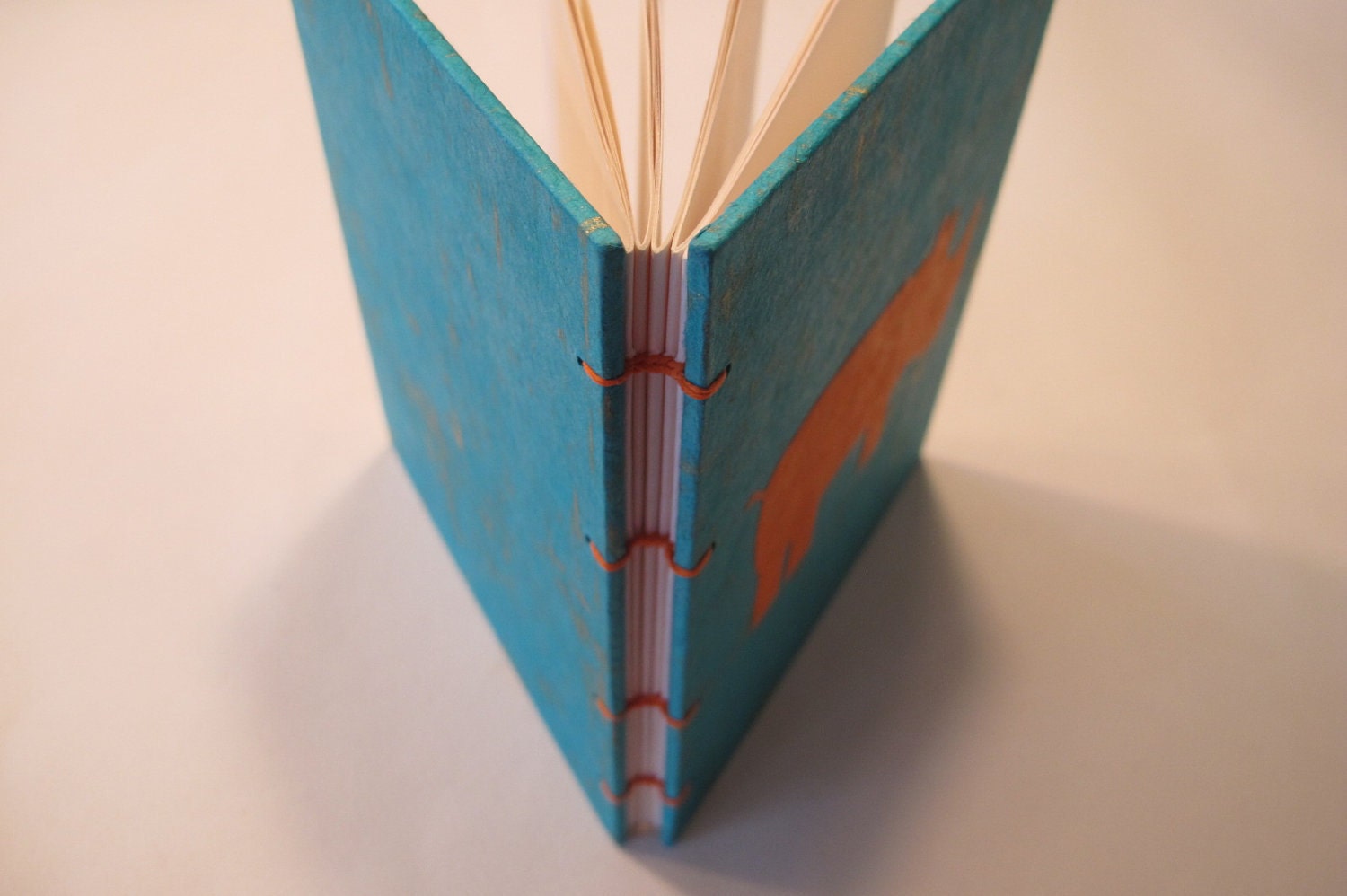 Rhino Handmade Journal Notebook: Turquoise and Orange Rhinoceros Small Hardbound Coptic Book - Etsy
