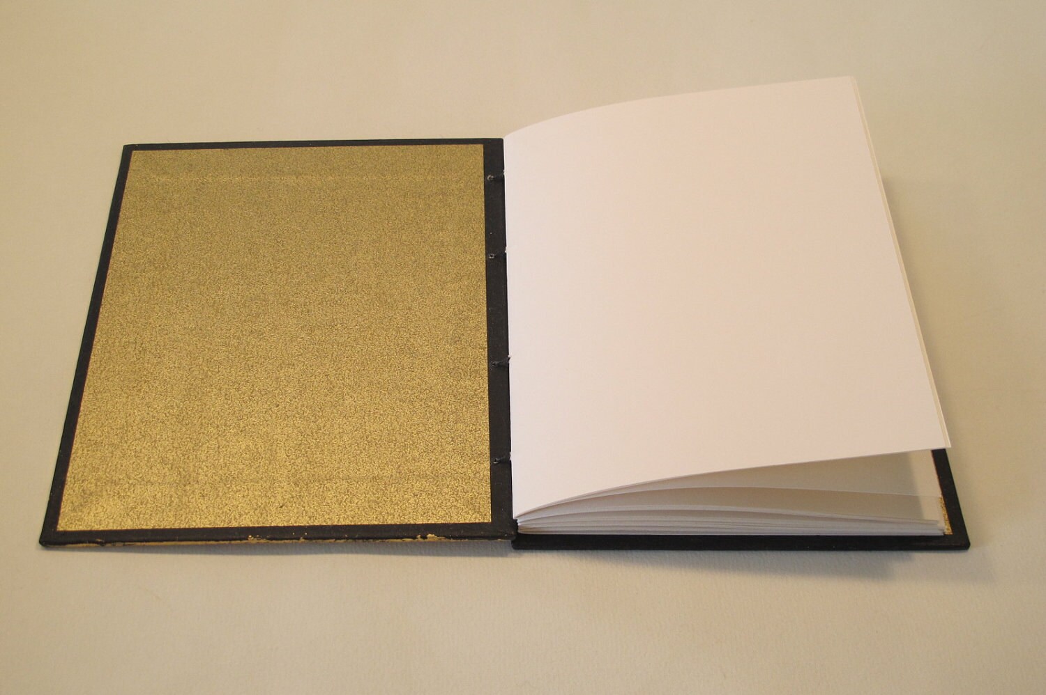 Gold Leaf Small Journal Notebook: Black and Gold Metallic Coptic ...