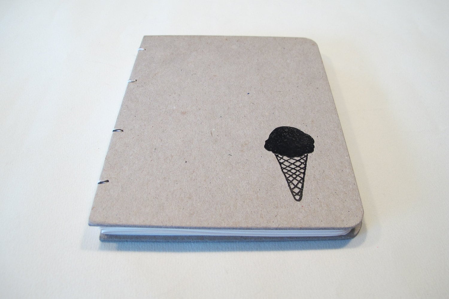Ice Cream Cone Handmade Journal Notebook: Hardbound Coptic Small Book ...
