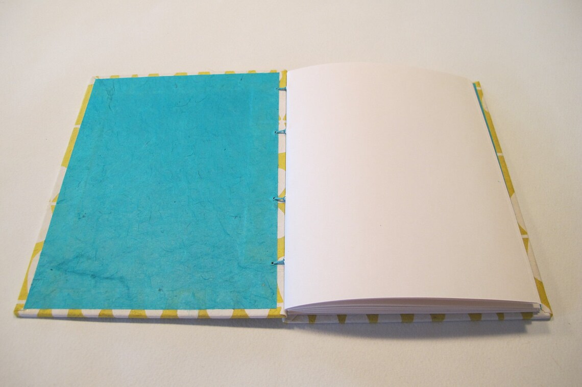 Hippo Small Journal Notebook Coptic Bound: Yellow and Turquoise ...