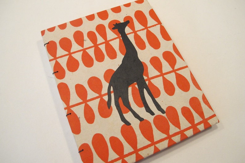 Giraffe Handmade Notebook Journal: Orange and Black Hardbound Coptic ...