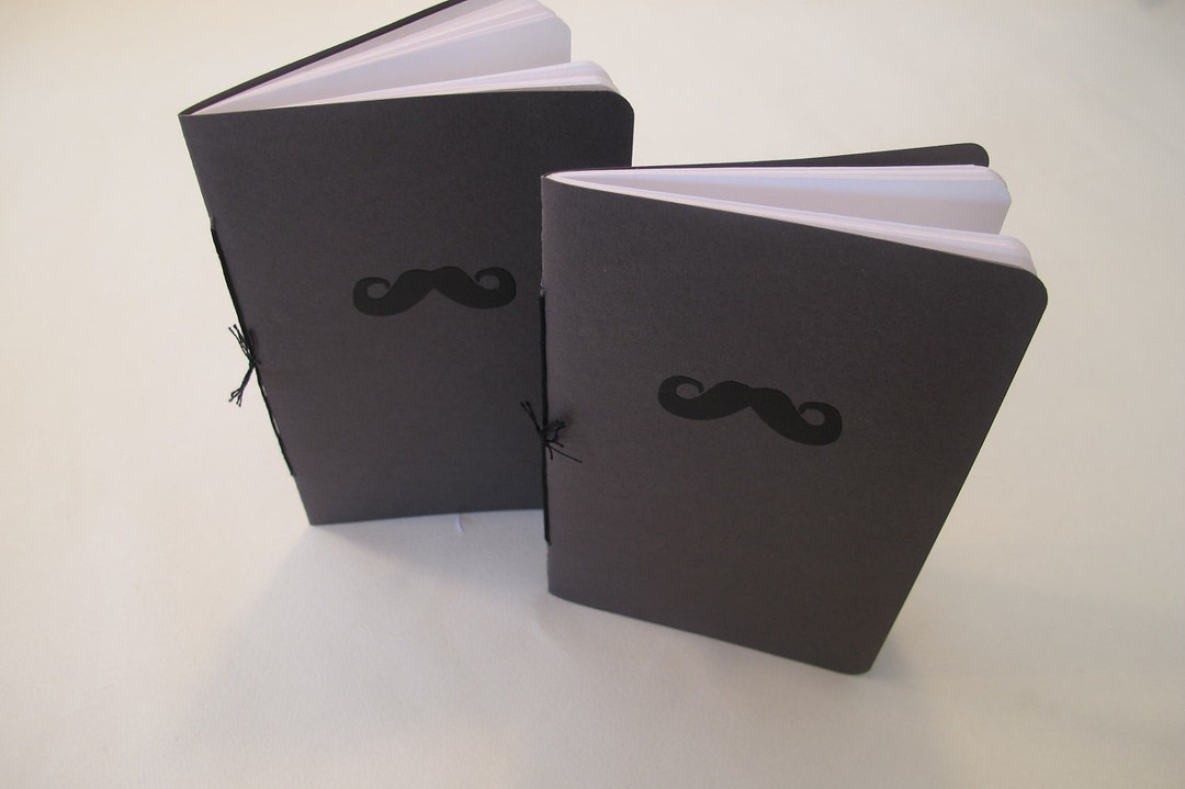 Mustache Pocket Notebooks: Set of Two Brown and Black Embossed ...