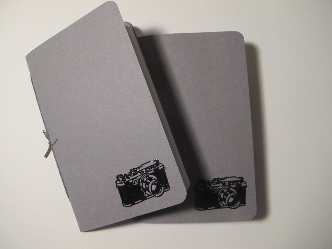 Camera Pocket Notebooks: Set of Two Grey and Black Embossed - Etsy