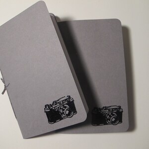 Camera Pocket Notebooks: Set of Two Grey and Black Embossed Small ...