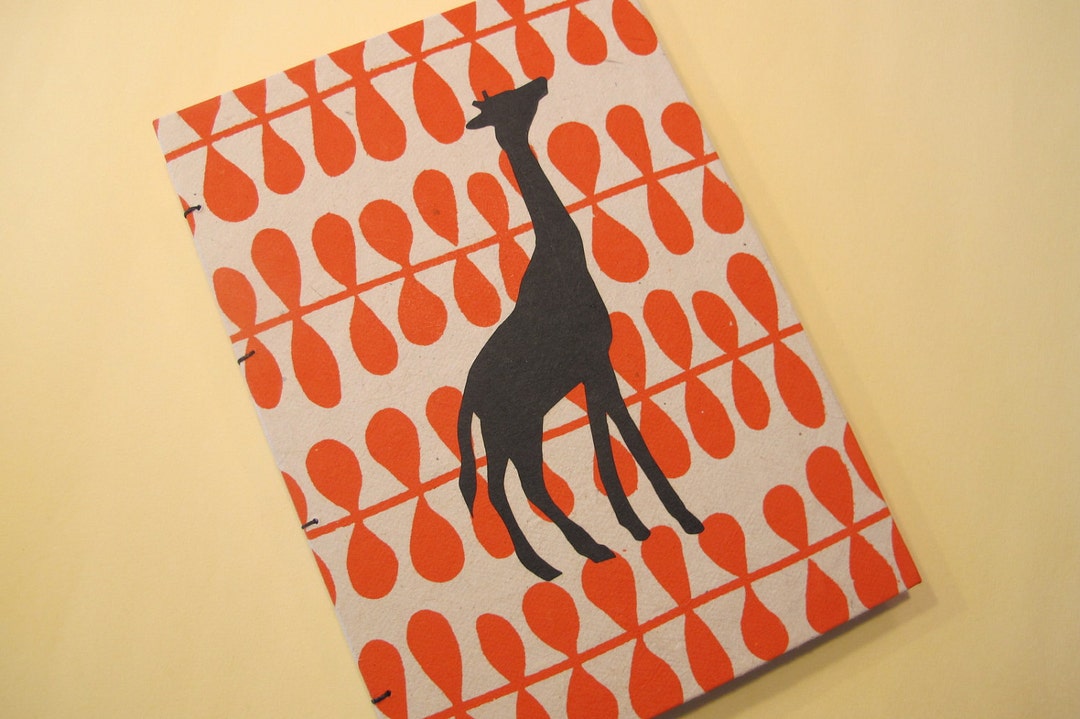 Giraffe Handmade Journal Notebook: Orange and Black Coptic Hardbound ...