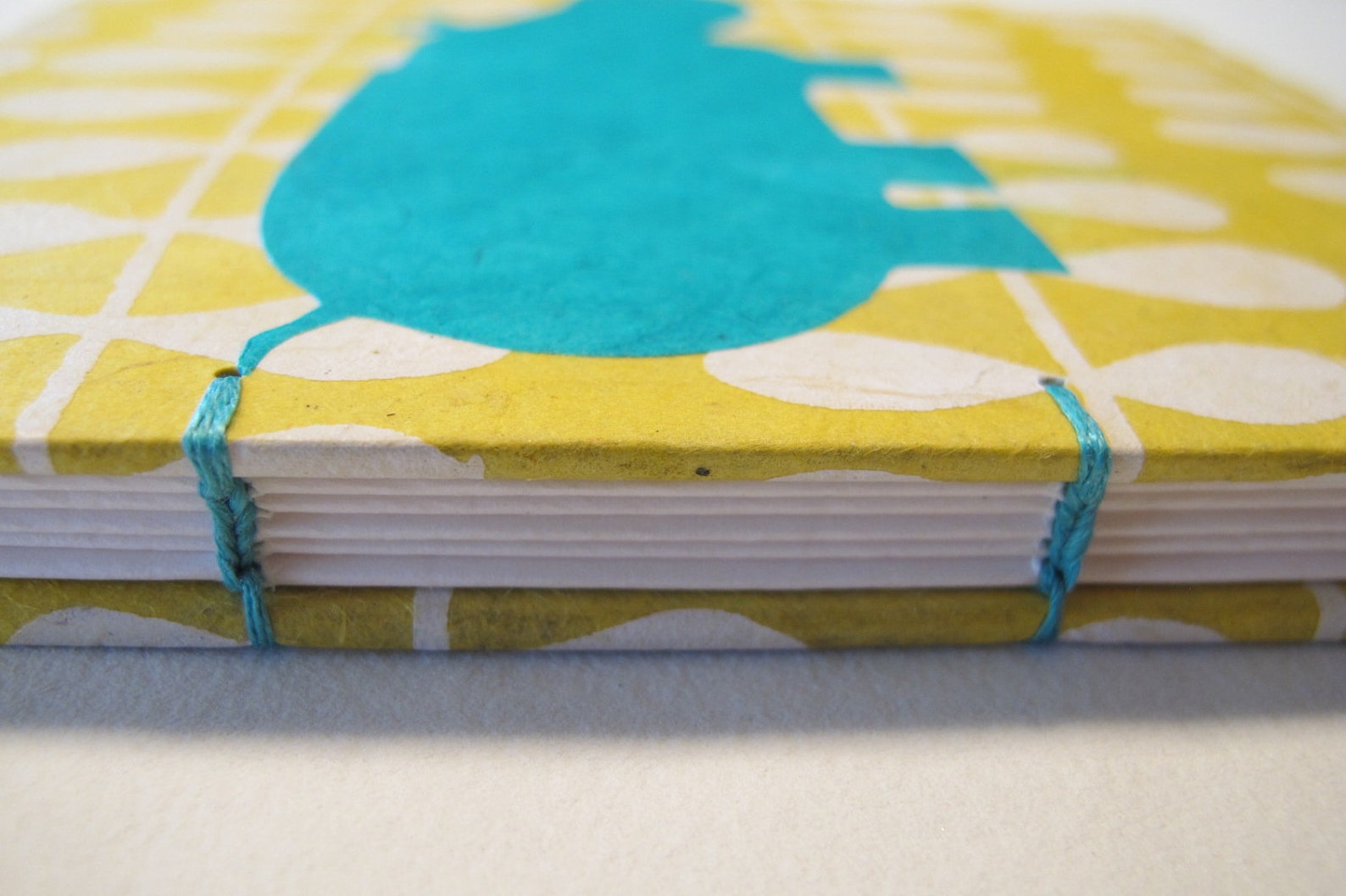 Hippo Small Journal Notebook Coptic Bound: Yellow and Turquoise ...