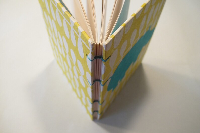 Hippo Small Journal Notebook Coptic Bound: Yellow and Turquoise ...