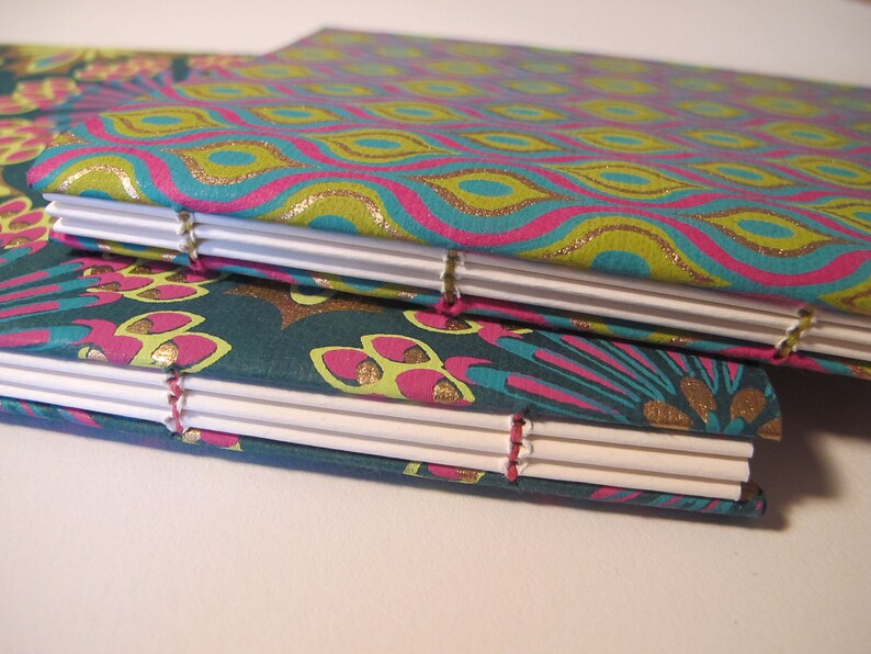 Turquoise, Pink, Green, and Metallic Gold Whimsical Journal Notebooks ...