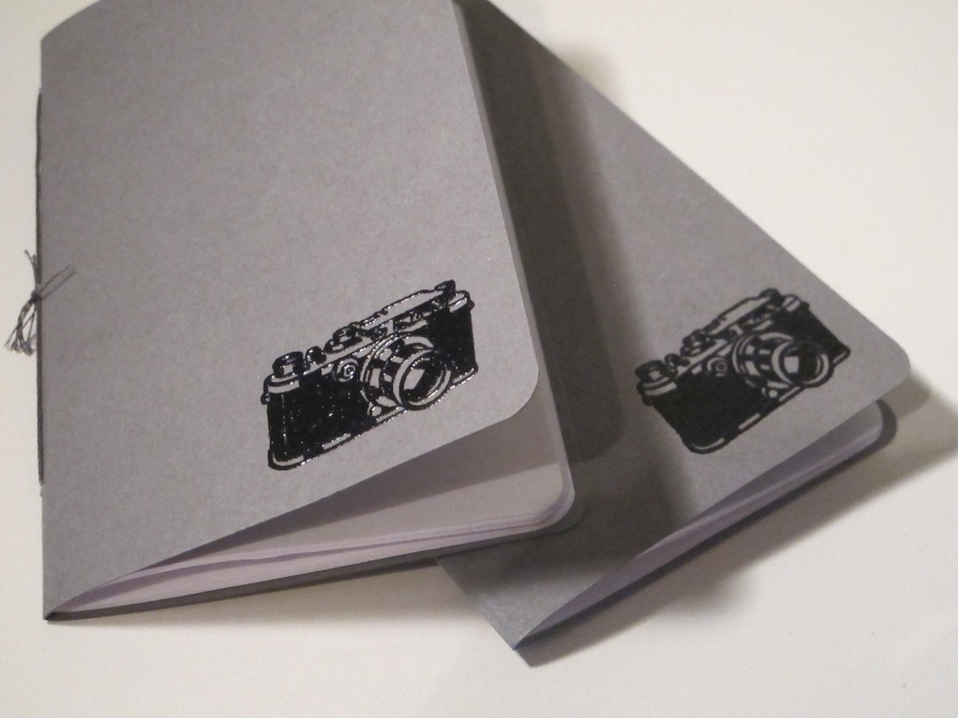 Camera Pocket Notebooks: Set of Two Grey and Black Embossed Small ...
