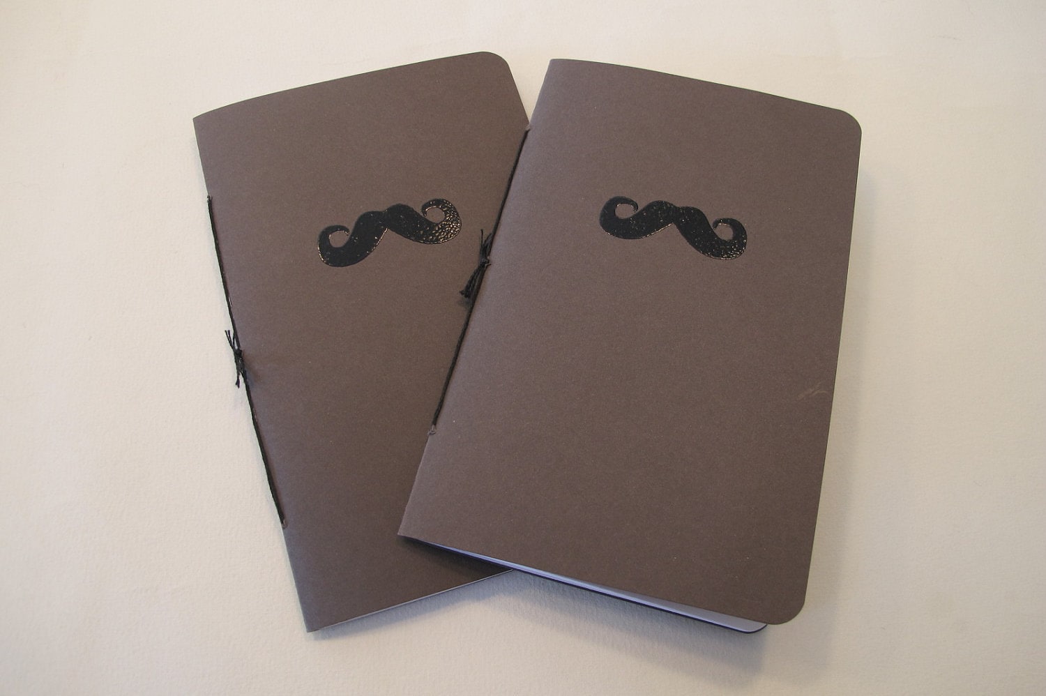 Mustache Pocket Notebooks: Set of Two Brown and Black Embossed ...