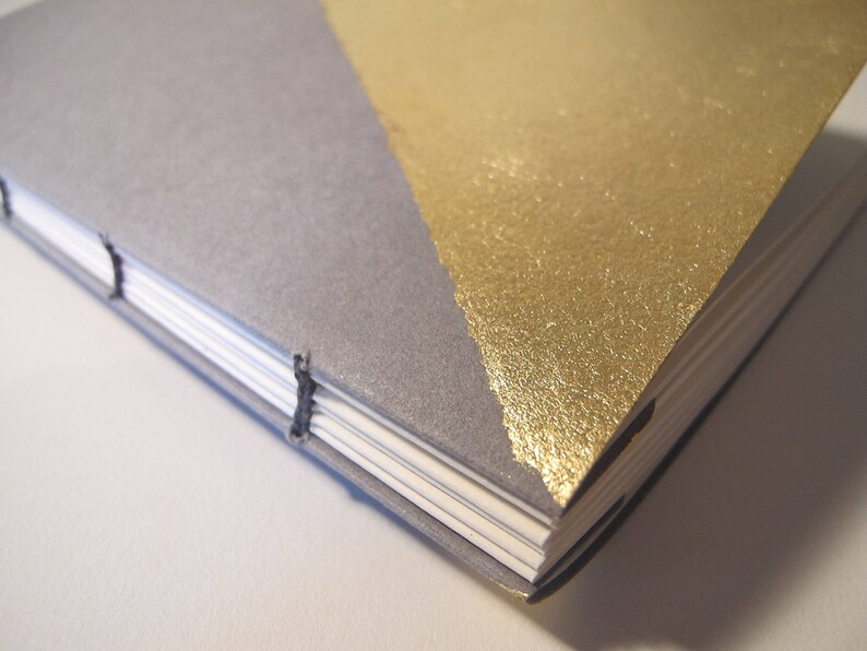 Grey and Gold Journal Notebook: Gold Metallic Modern Art Deco Handmade ...