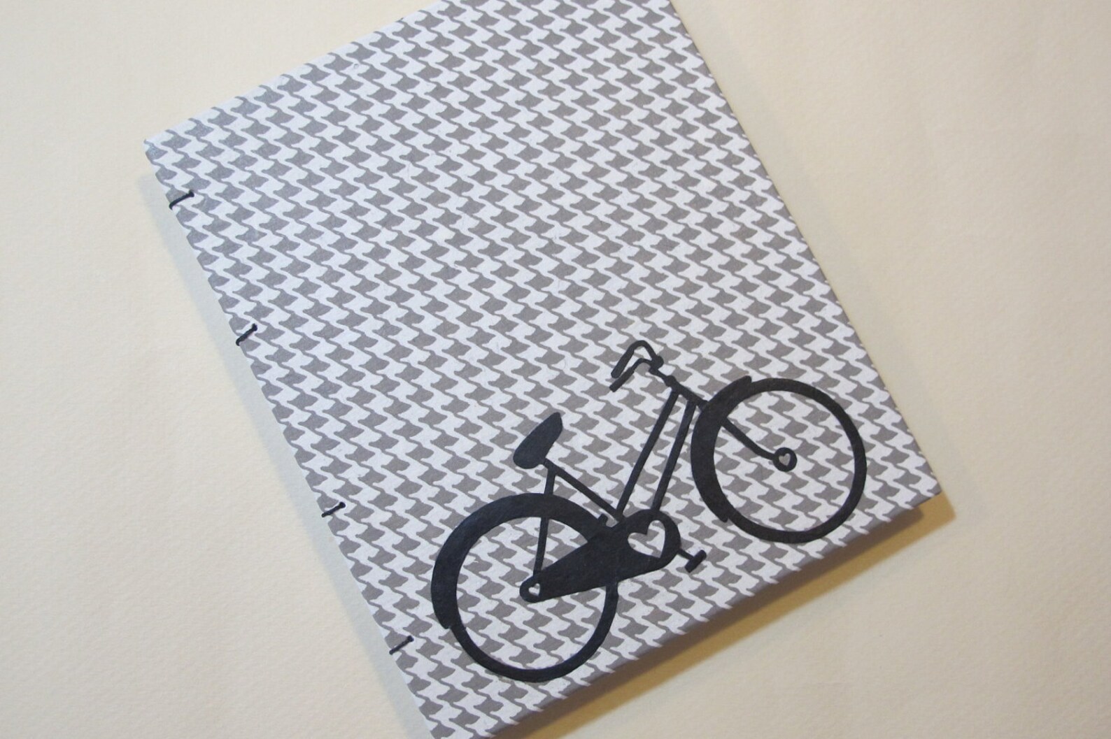 Bicycle Handmade Notebook Journal: Grey and White Houndstooth Bike ...