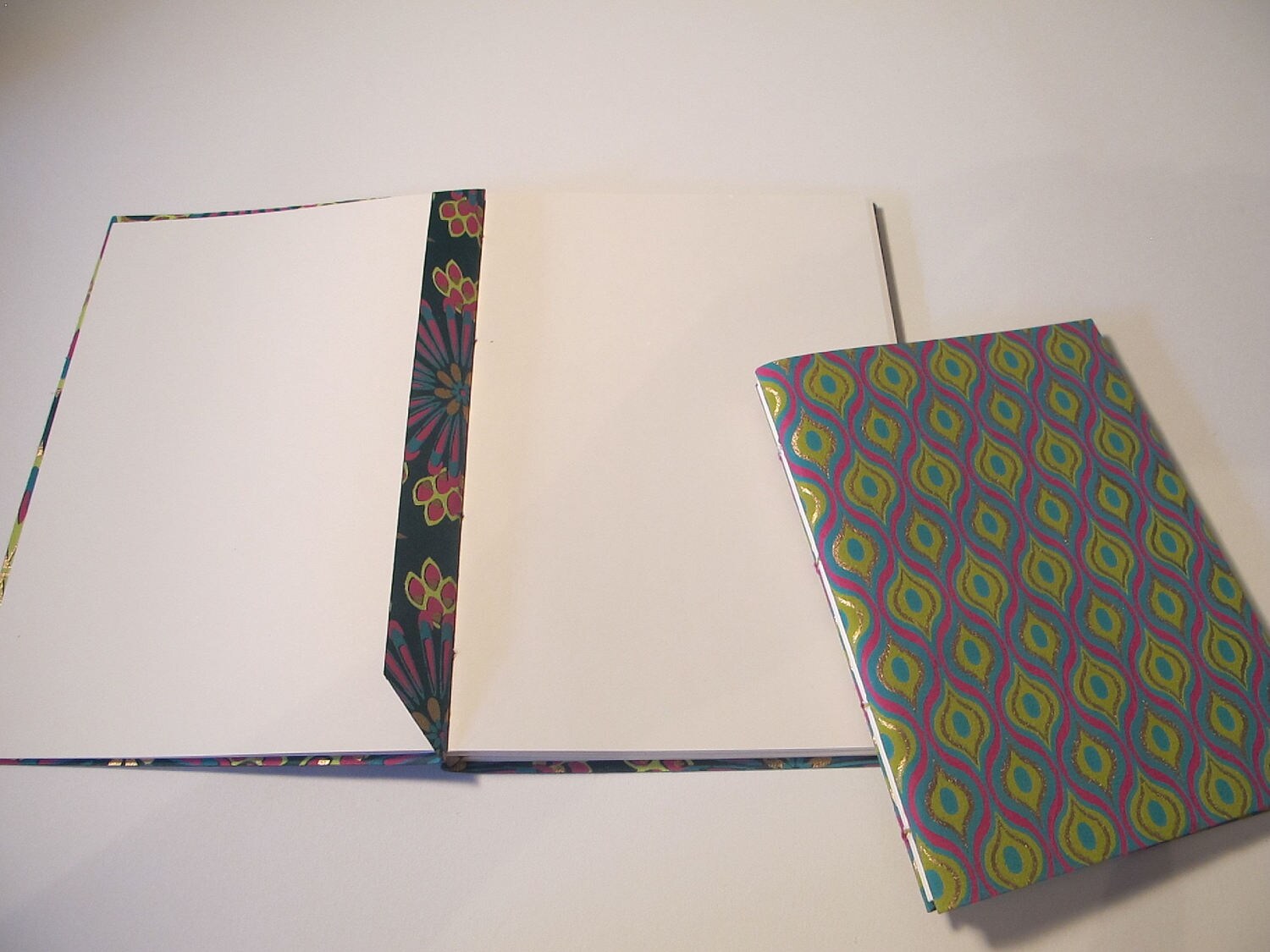 Turquoise, Pink, Green, and Metallic Gold Whimsical Journal Notebooks ...
