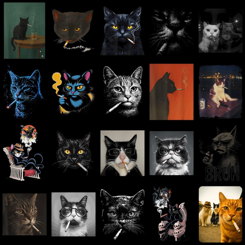 Cat With a Cigarette Png - Etsy