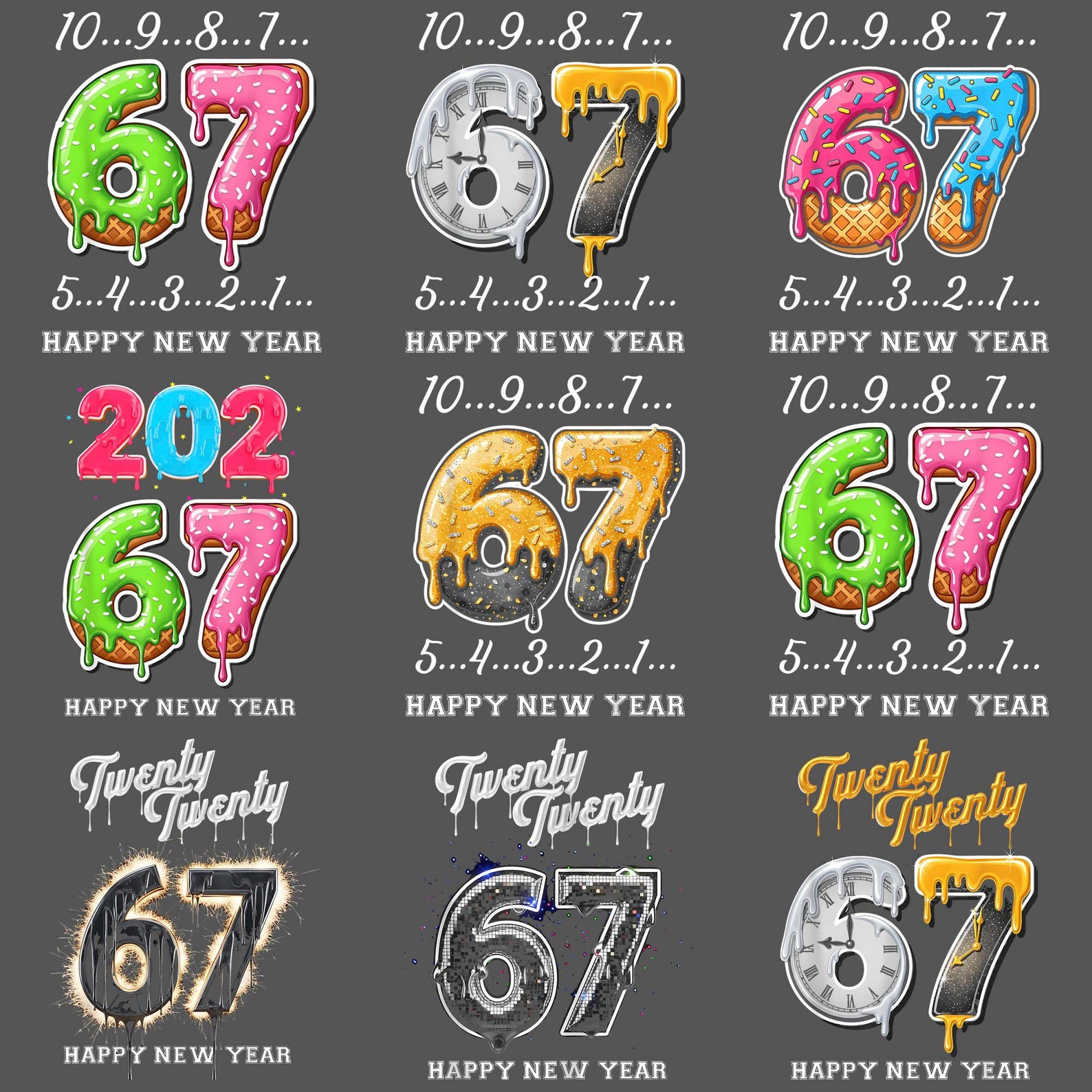 67 Happy New Year Countdown 2026 PNG - Funny Six Seven Meme Clipart ...