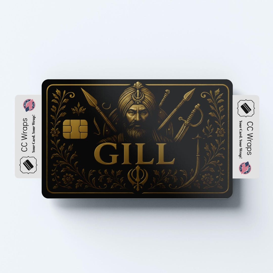 Gill Credit Card Sticker | Gold Design Card Skin | Matte Vinyl Debit ...