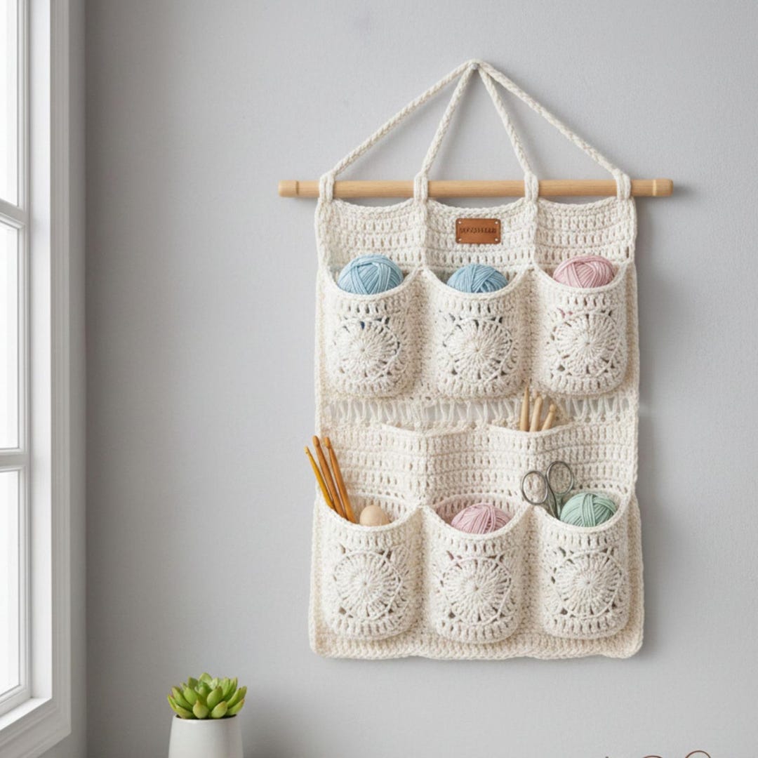 Cottage Crochet Wall Organizer Pattern, 8 Pocket Hanging (PDF Pattern ...