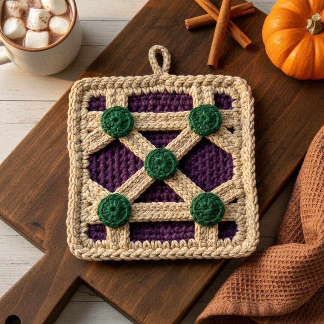 Lattice Pie Square Hanging Décor Crochet Pattern PDF | Flat Appliqué ...