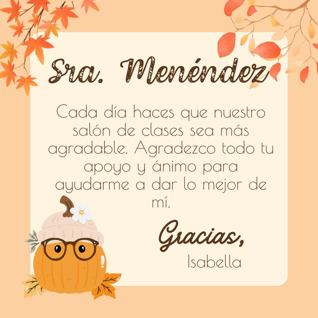 Tarjeta De Agradecimiento Para Maestros Bilingüe Tarjeta De Acción De ...