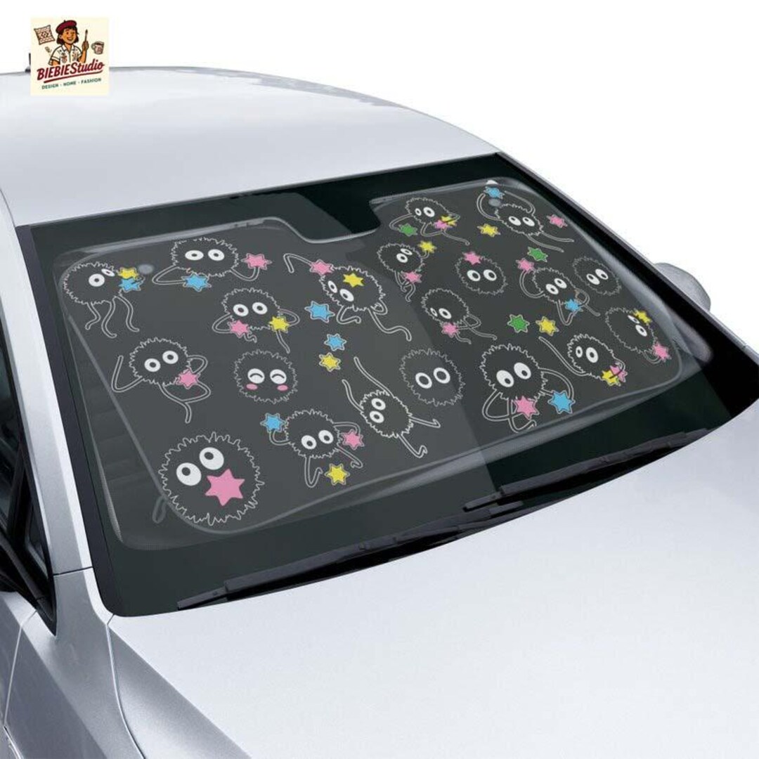 Soot Sprites Car Sun Shade, Studio Ghibli Inspired Windshield Visor ...