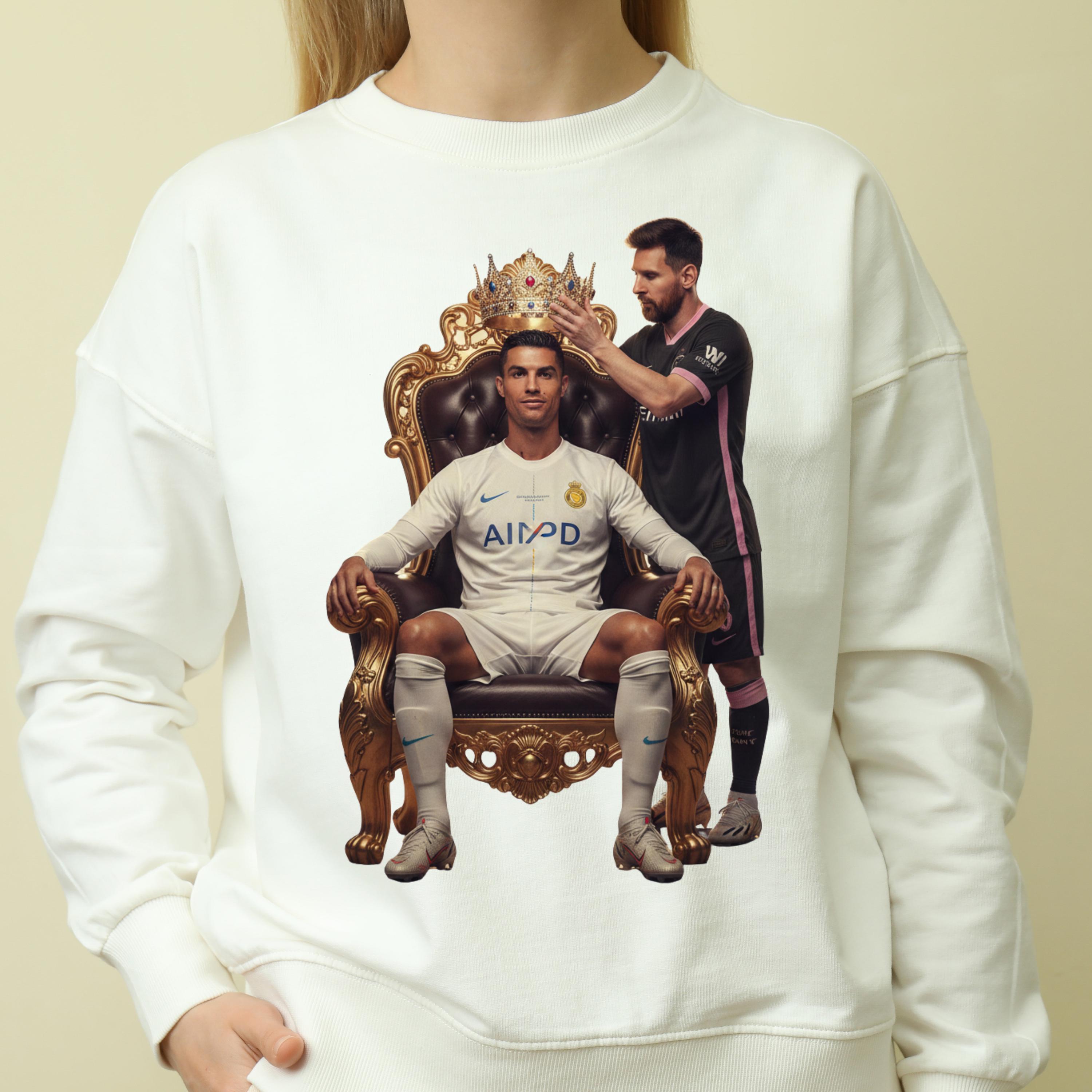 Cristiano Ronaldo King Crown PNG, Royal Throne Art With Messi, Football ...