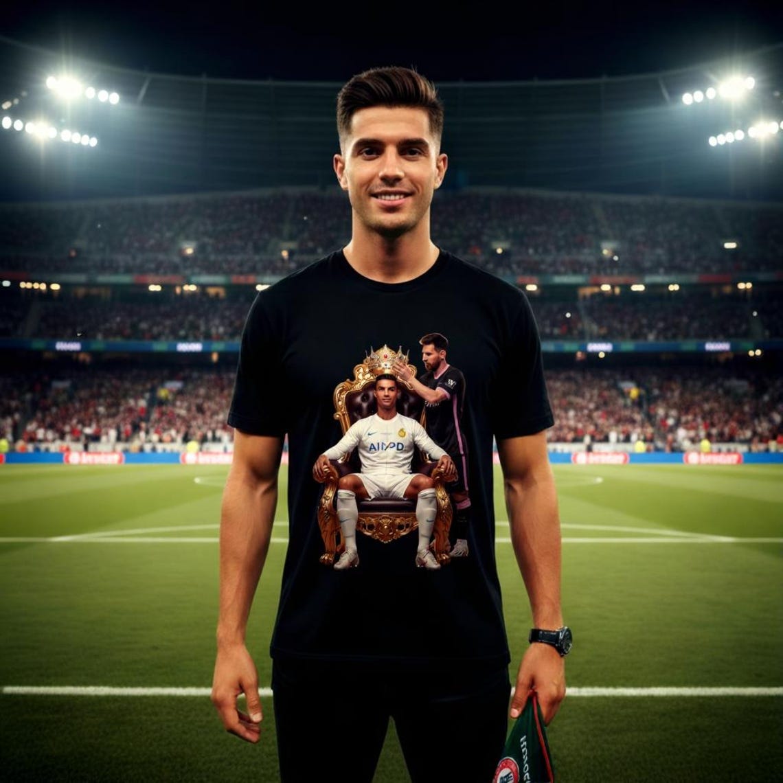 Cristiano Ronaldo King Crown PNG, Royal Throne Art With Messi, Football ...
