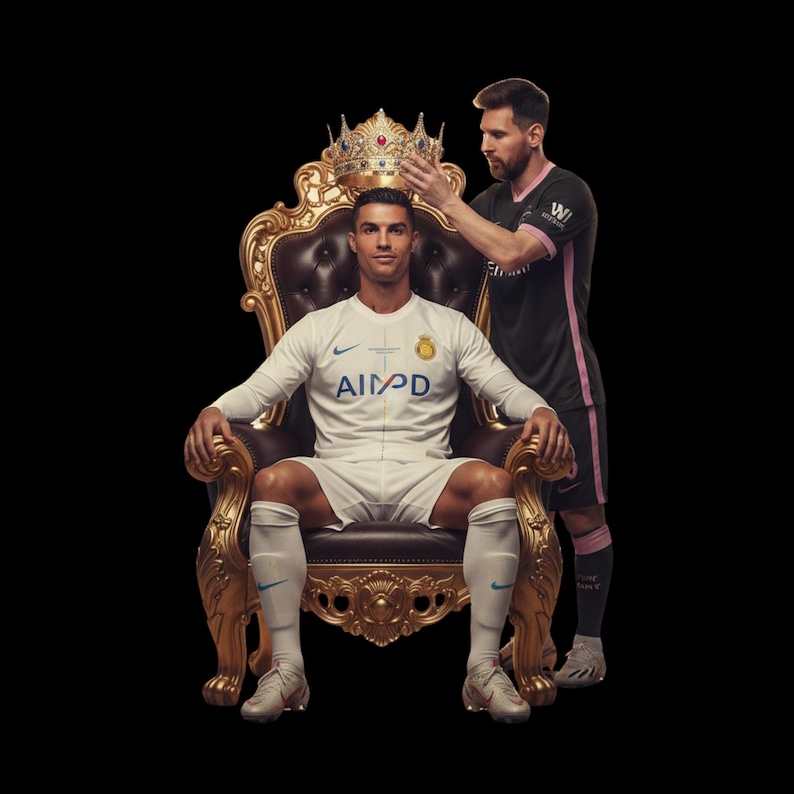 Cristiano Ronaldo King Crown PNG, Royal Throne Art With Messi, Football ...