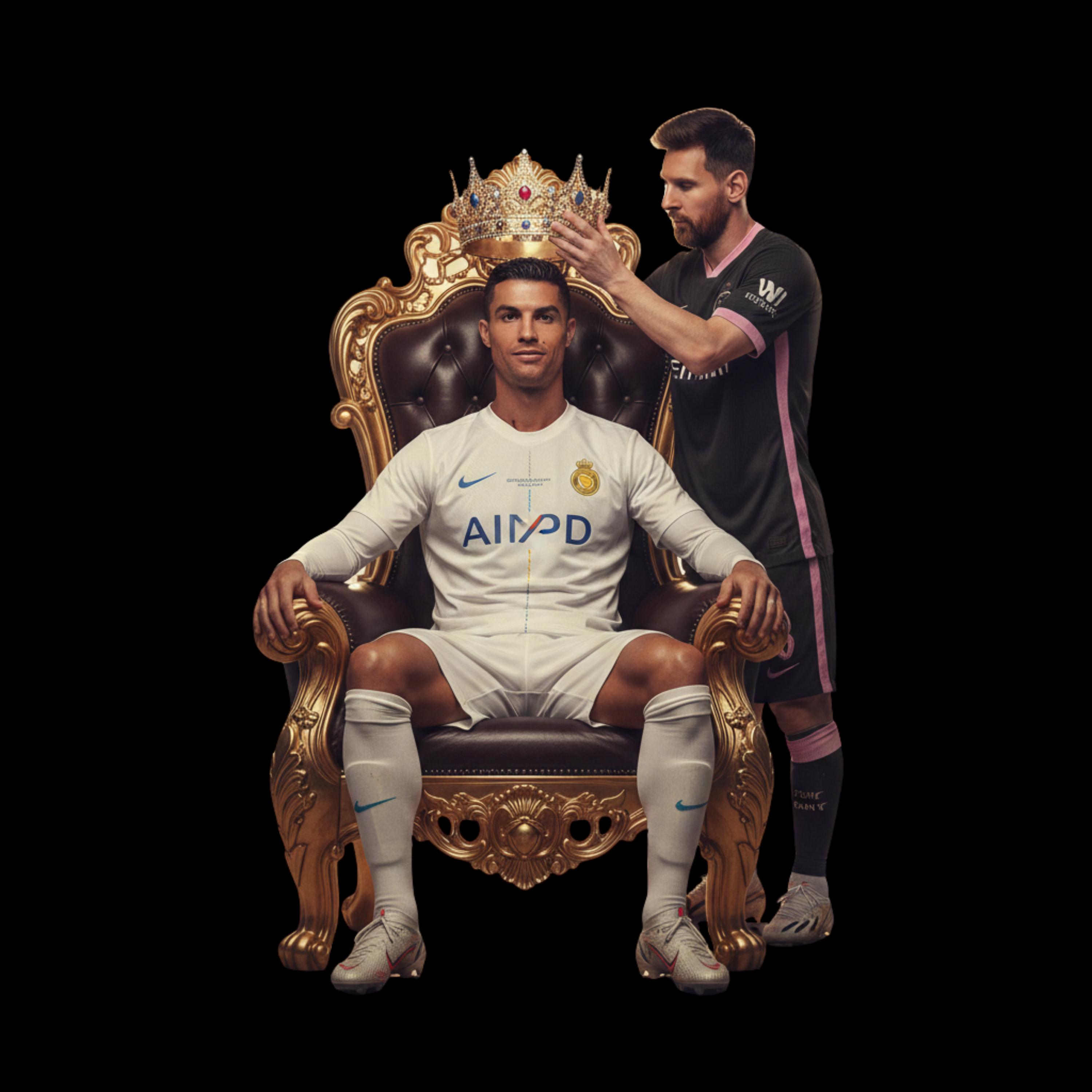 Cristiano Ronaldo King Crown PNG, Royal Throne Art With Messi, Football ...