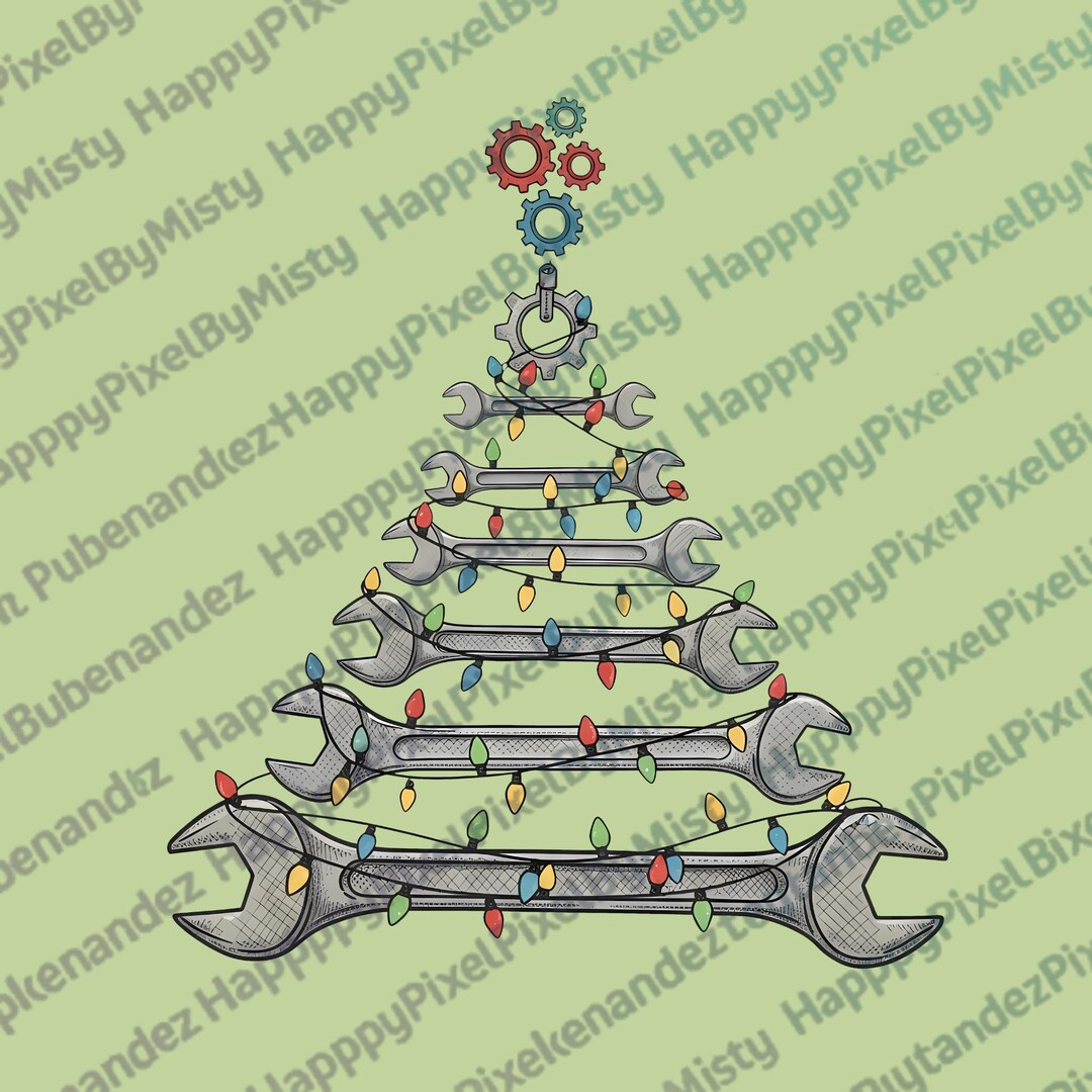 Mechanic Christmas Tree PNG, Wrench Tool Xmas Design, Funny Auto Repair ...