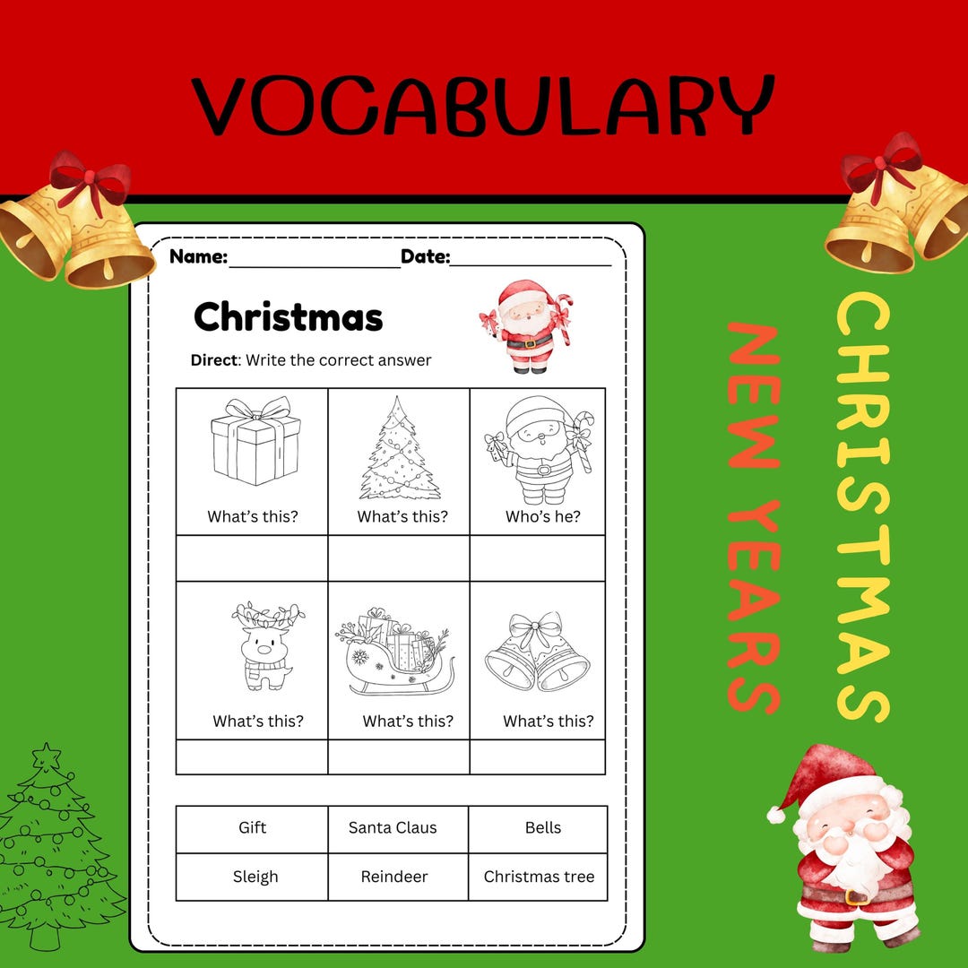 Merry Words: Christmas Vocabulary Worksheets - Etsy