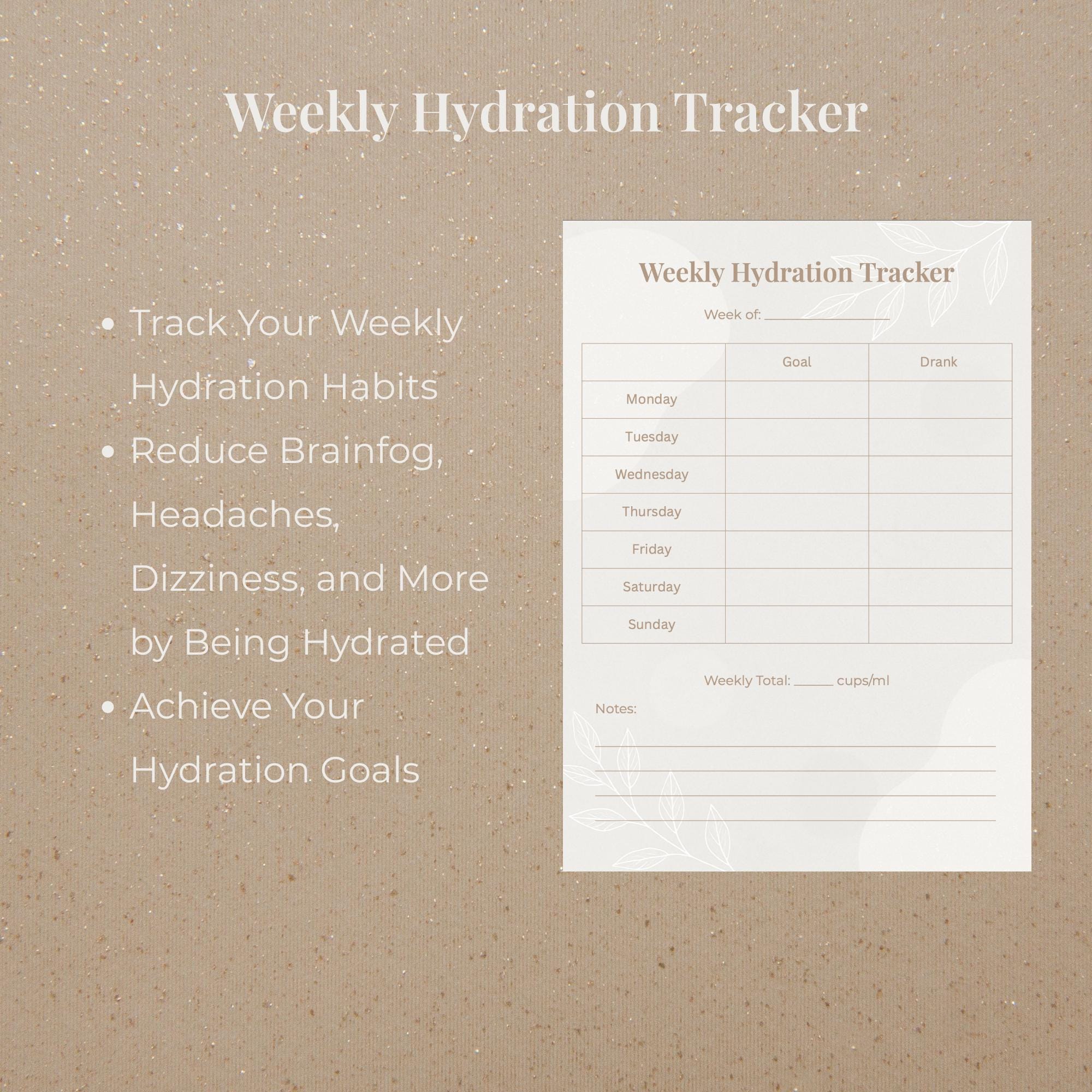 Water Tracker Printable | Daily & Weekly Hydration Log | Minimalist ...