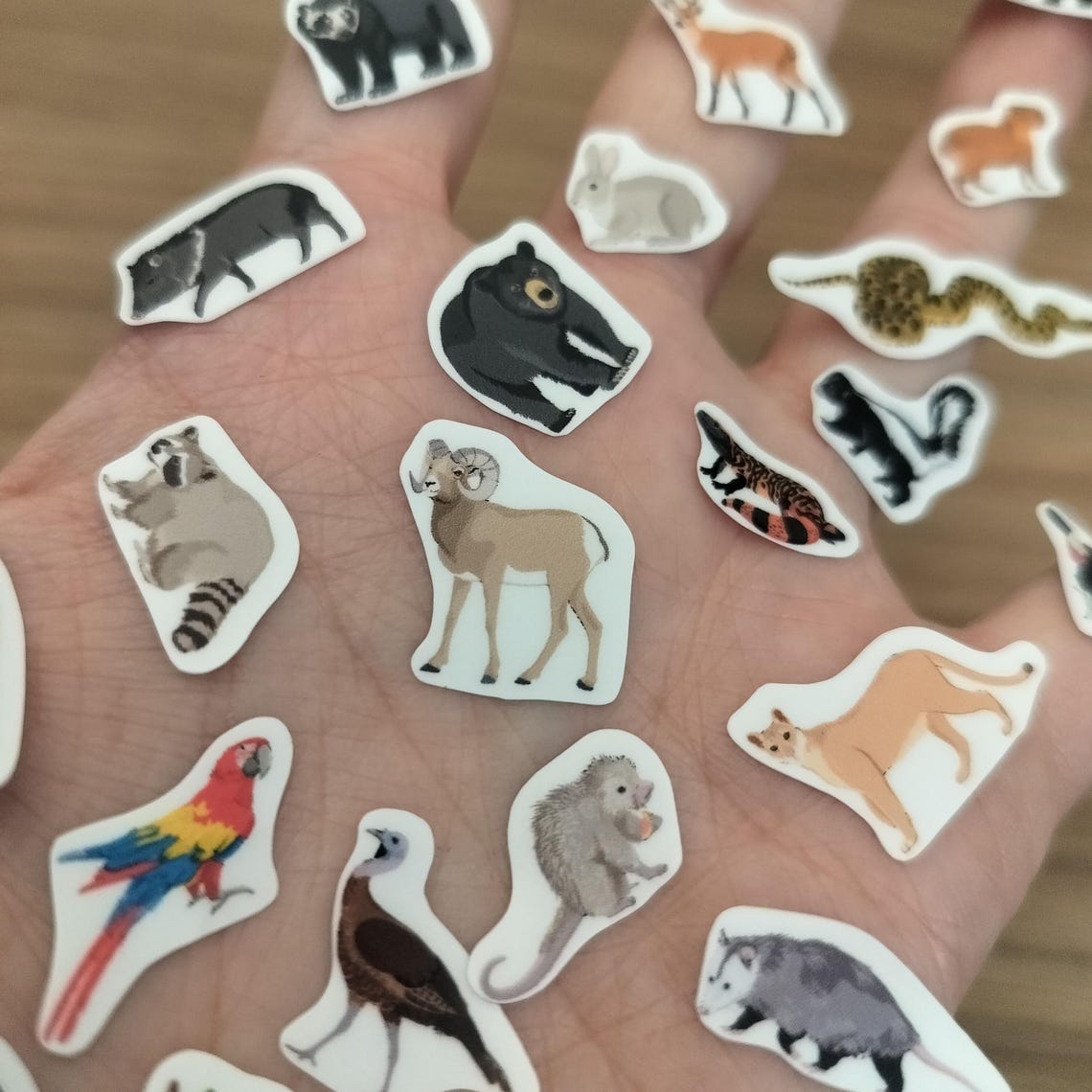Tiny Animal Stickers | Mini Vinyl Decals | - Etsy