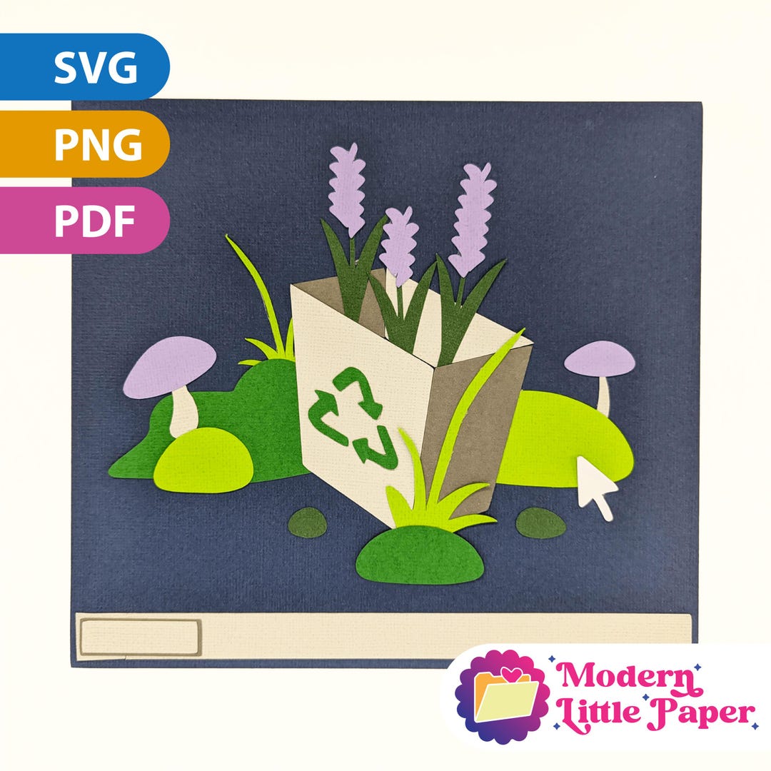 Recycle Bin Nostalgic Floral - Cricut SVG Files, Papercraft, Glowforge ...