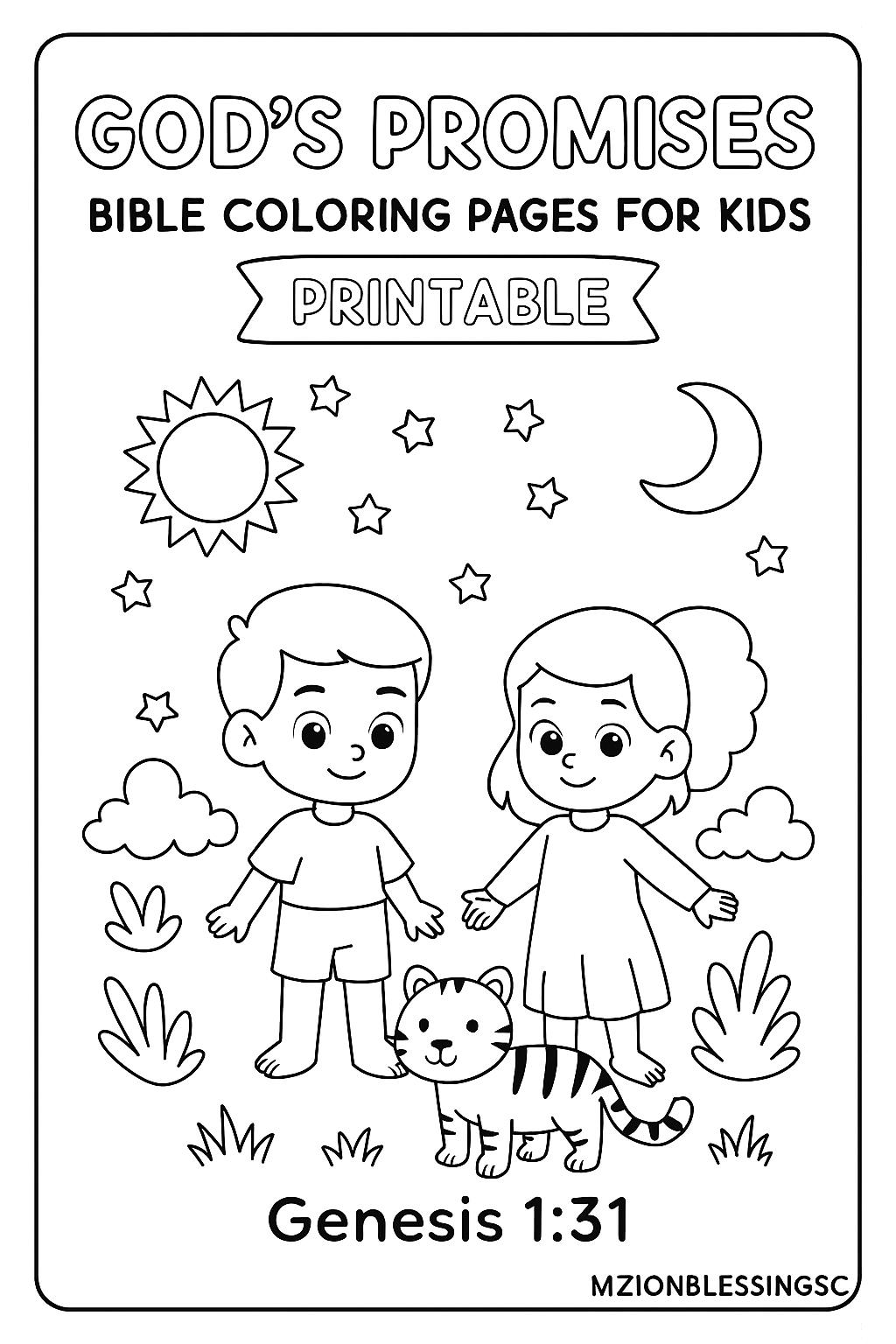 Bible Coloring Pages for Kids – 8 Printable Faith Sheets. Bonus ...