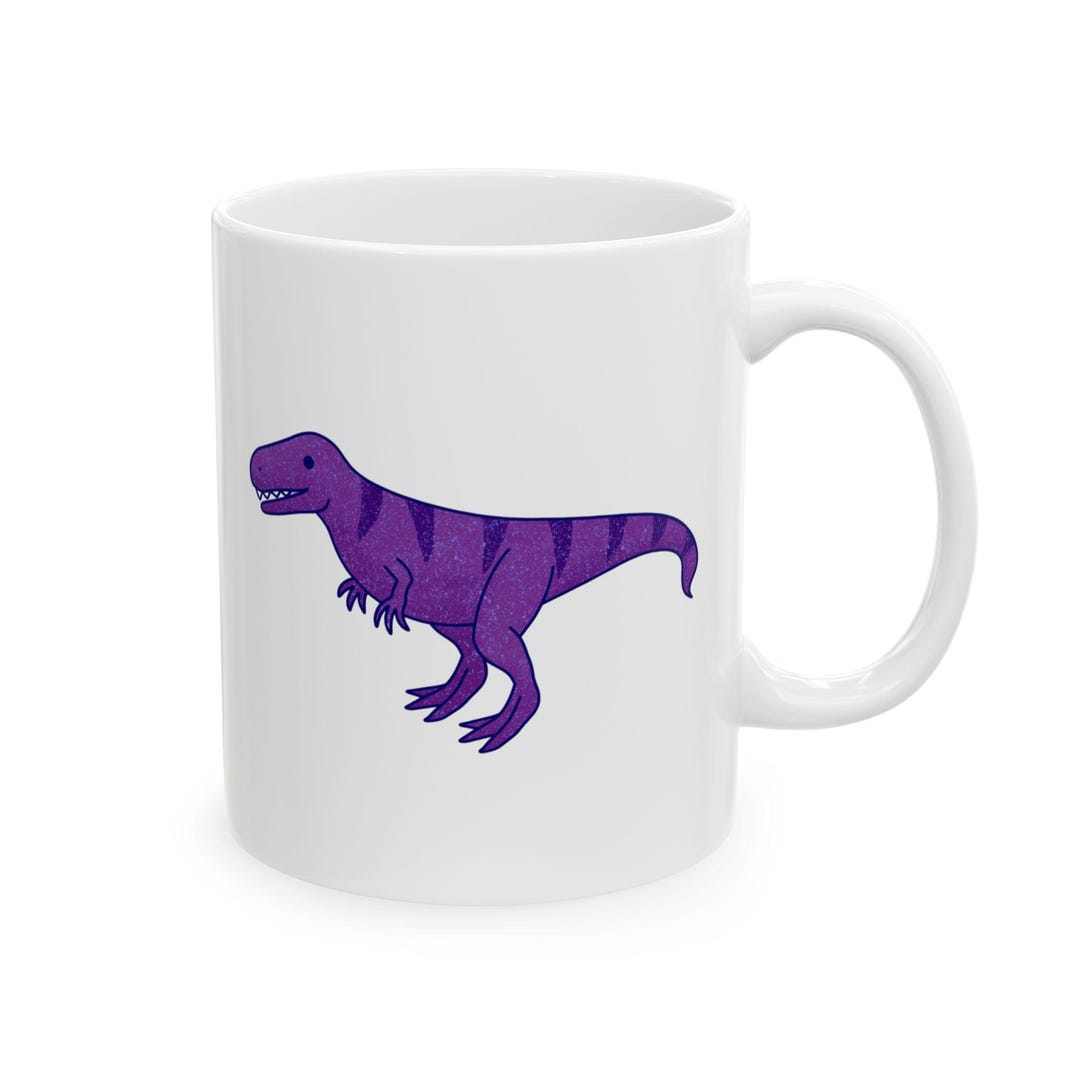 Whimsical Purple T. Rex Dinosaur Ceramic Mug | Kids Illustration, Cute ...