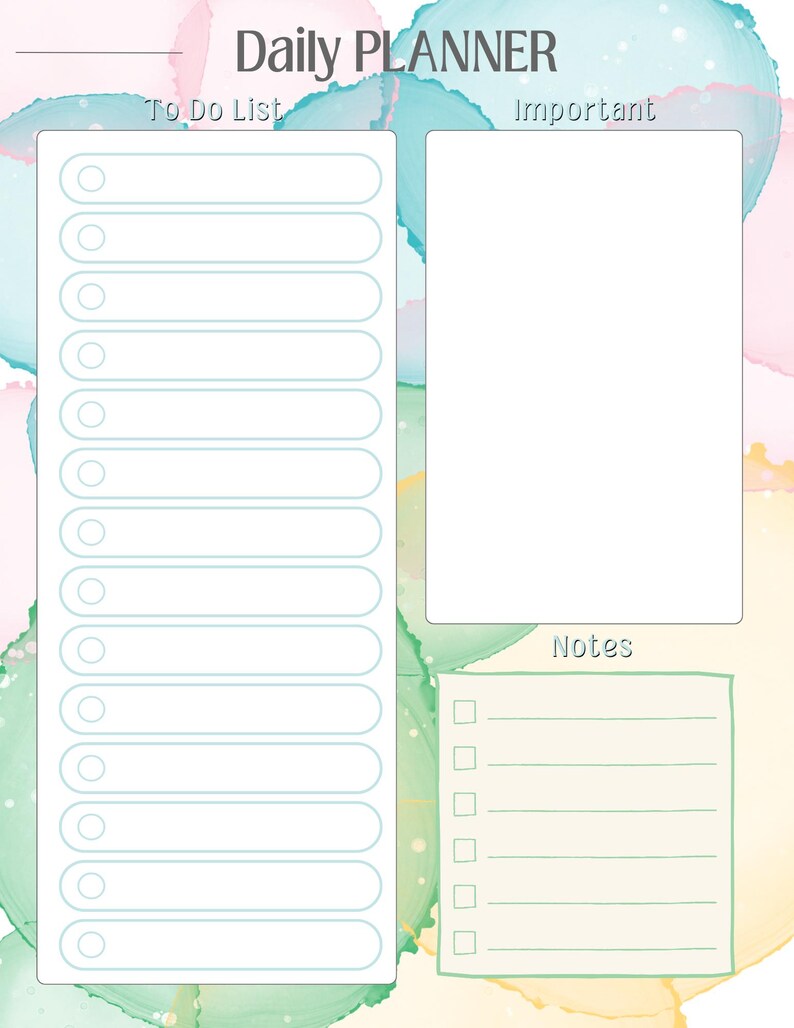 Watercolor Planner Template - Etsy