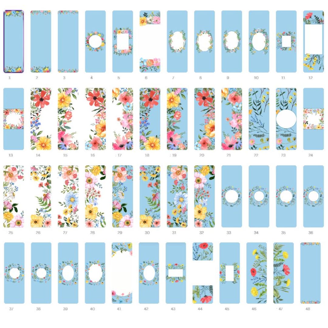 Blue Floral Bookmarks: Bundle of 80 Bookmarks | 2x6in | Digital Design ...