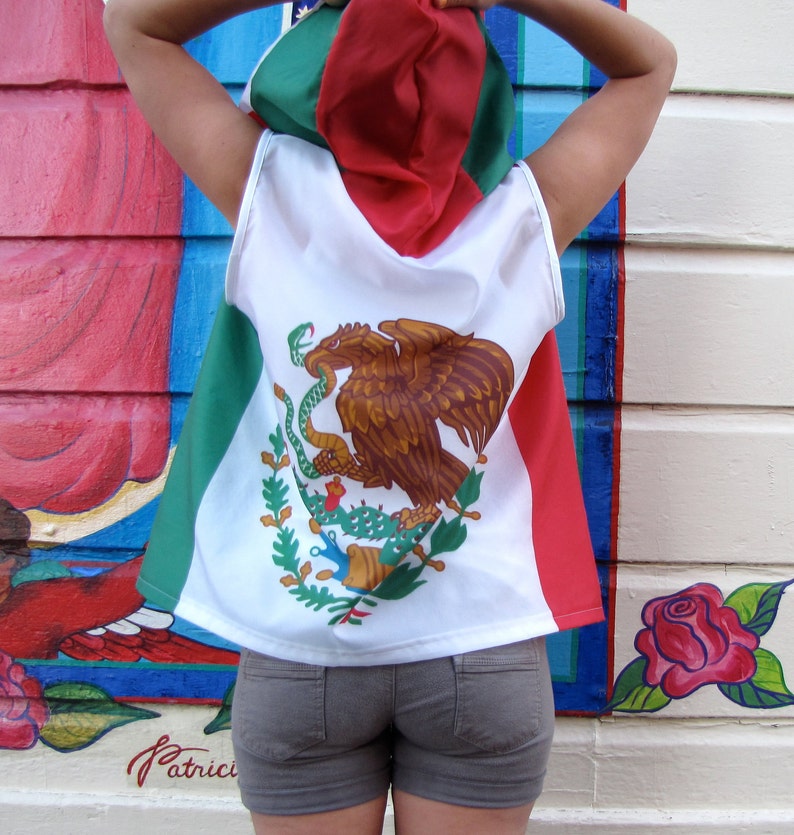 Handmade Mexican Flag Hoodie Windbreaker - Womens Clothing- Mens ...