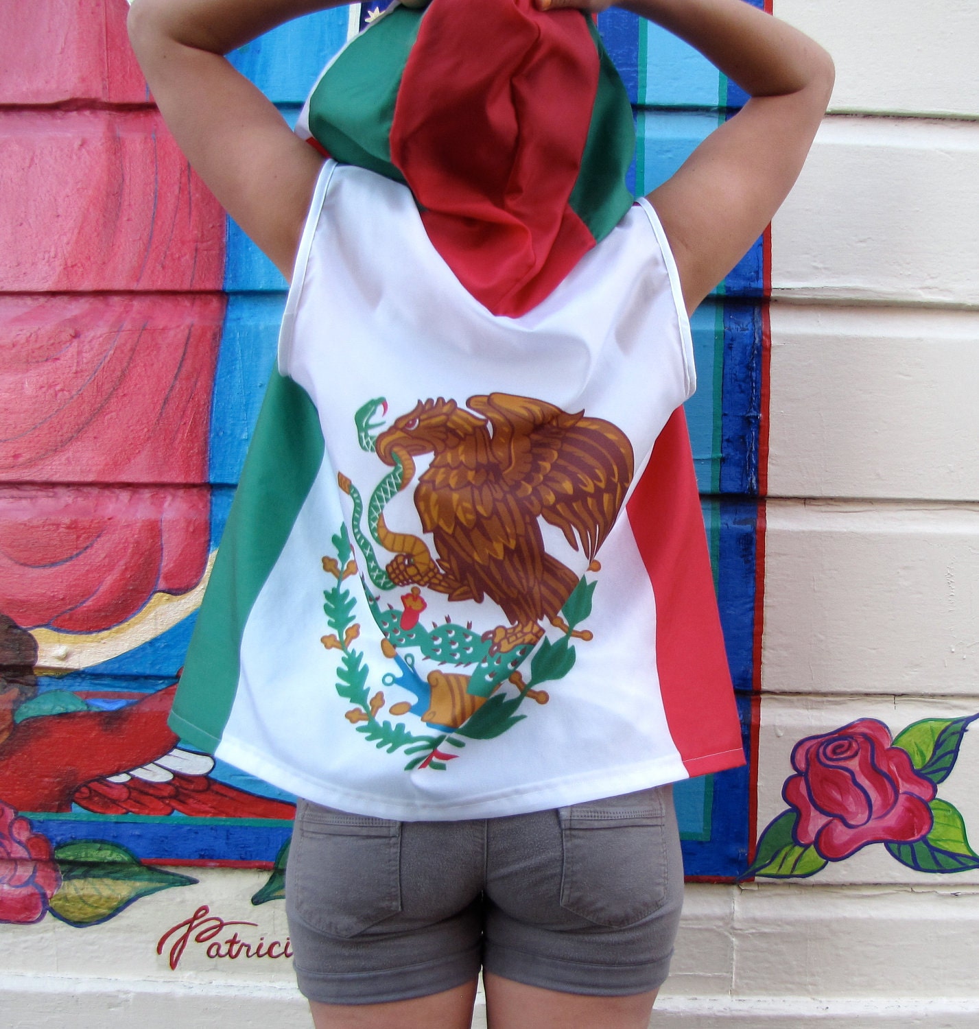 Handmade Mexican Flag Hoodie Windbreaker - Womens Clothing- Mens ...