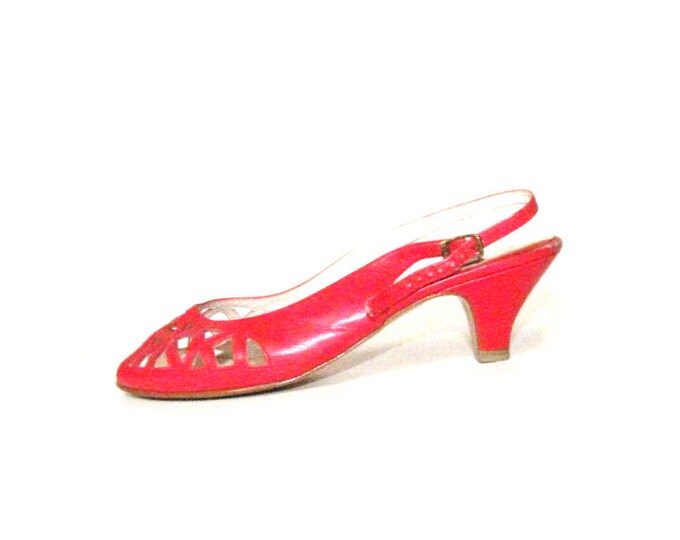 Red Womens Vintage Shoes 7.5 Womens Shoes Womens Clothing Vtg Upcycled ...
