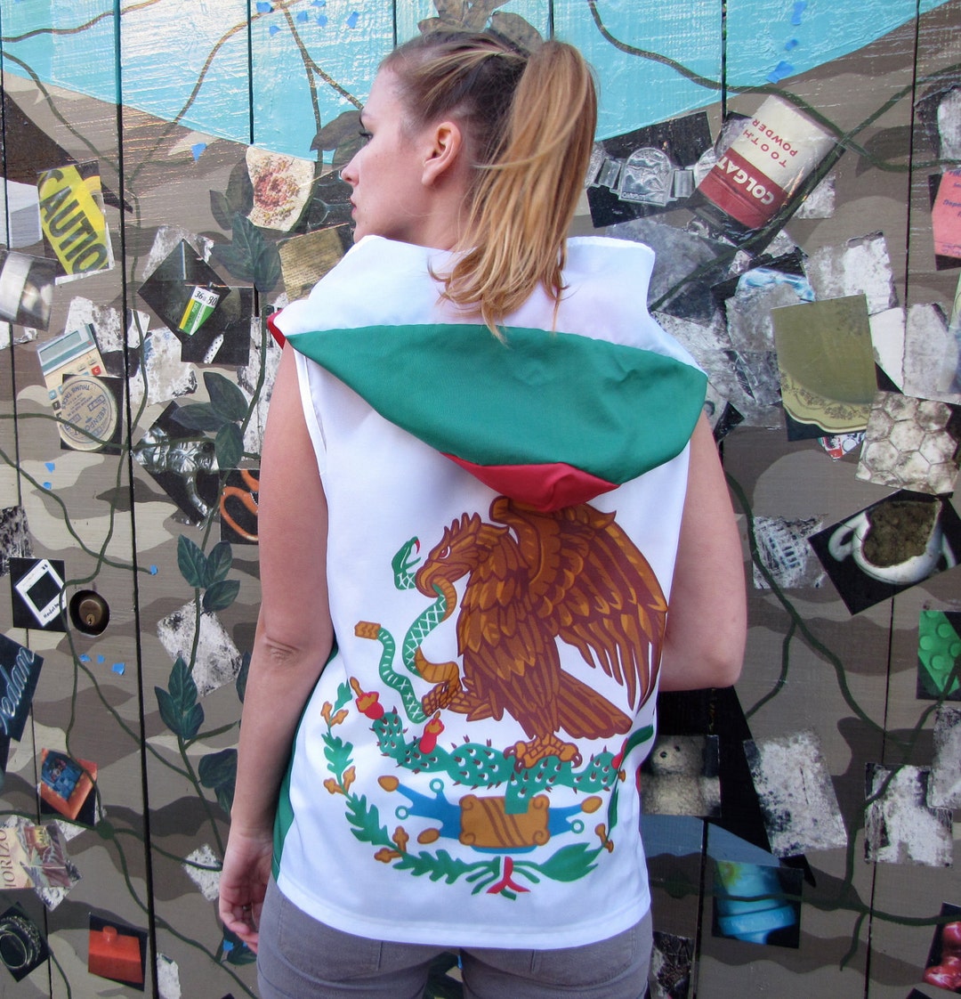 Handmade Mexican Flag Hoodie Windbreaker - Womens Clothing- Mens ...