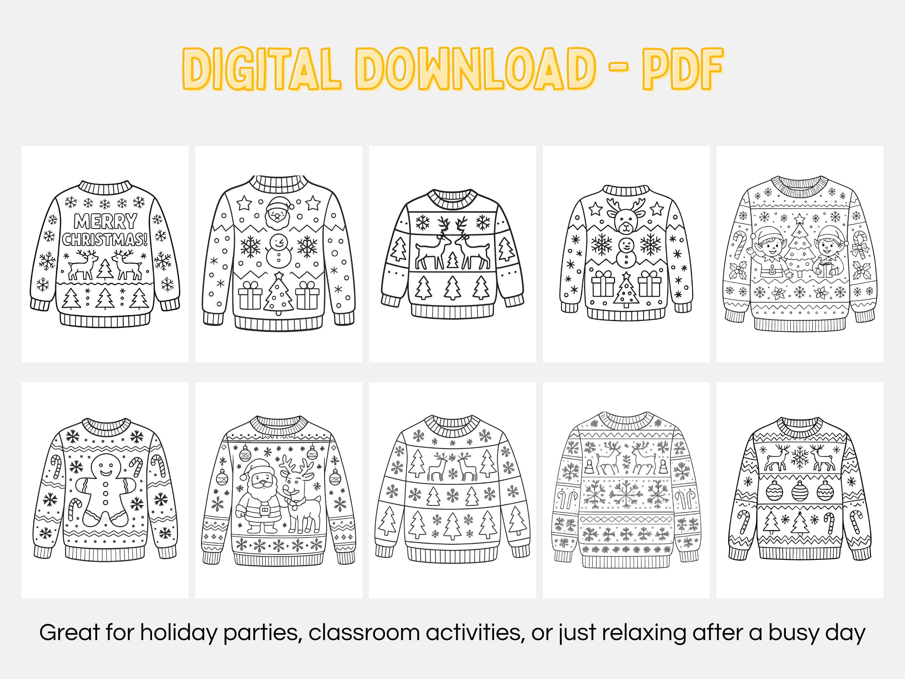 Ugly Sweater Coloring Pages for Kids – 22 Fun Holiday Designs PDF - Etsy