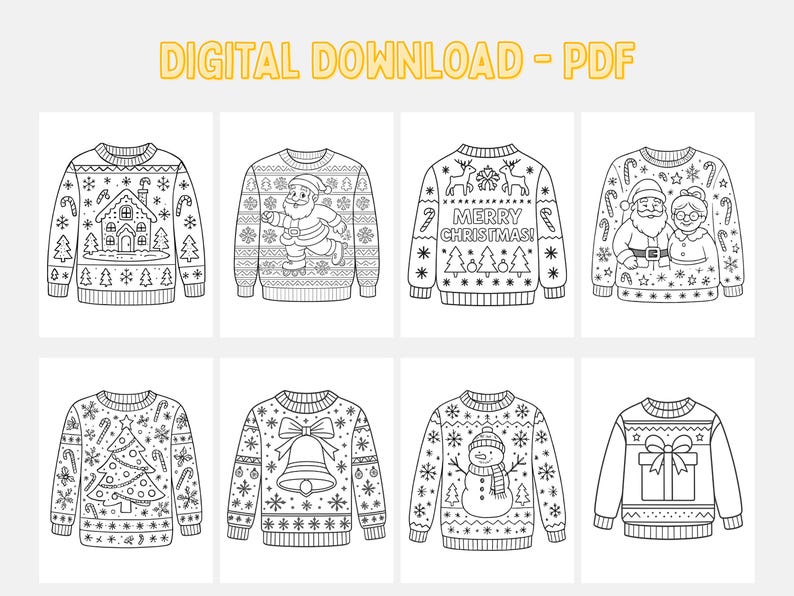 Ugly Sweater Coloring Pages for Kids – 22 Fun Holiday Designs PDF - Etsy