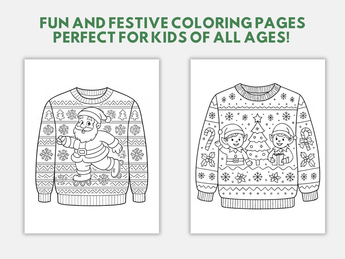 Ugly Sweater Coloring Pages for Kids – 22 Fun Holiday Designs PDF - Etsy