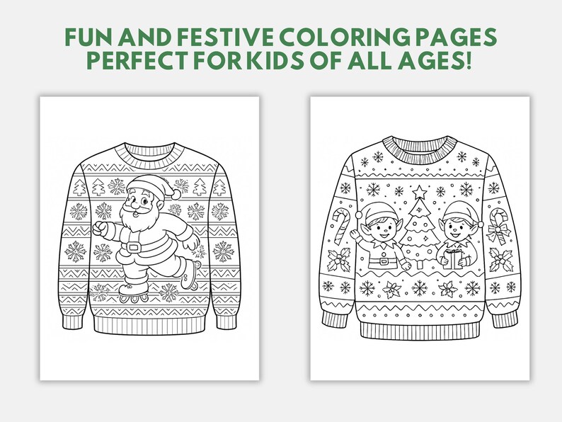 Ugly Sweater Coloring Pages for Kids – 22 Fun Holiday Designs PDF - Etsy