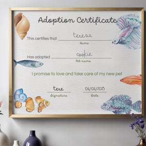 Pet Fish Adoption Certificate Printable – Ocean-themed Kids Activity ...