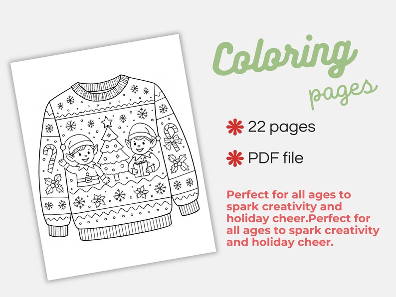 Ugly Sweater Coloring Pages for Kids – 22 Fun Holiday Designs PDF - Etsy