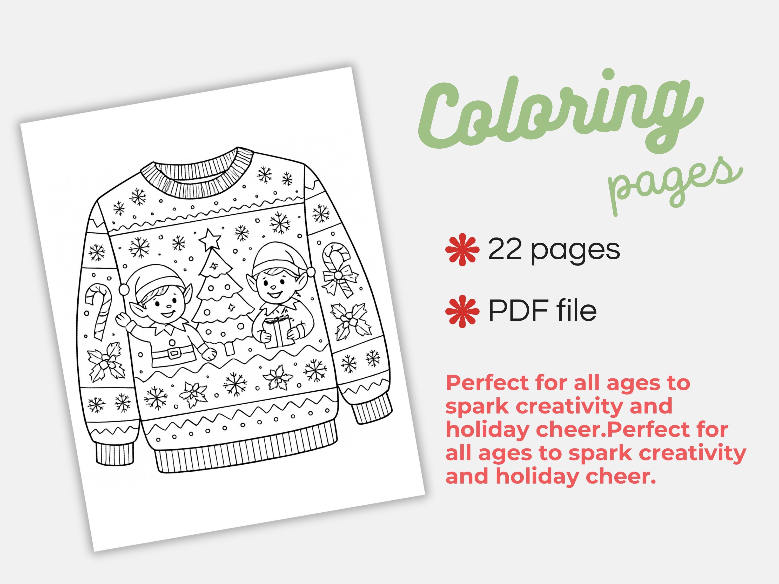 Ugly Sweater Coloring Pages for Kids – 22 Fun Holiday Designs PDF - Etsy